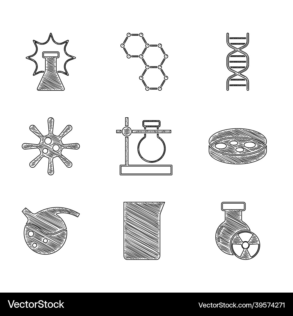 Set test tube flask on stand laboratory glassware Vector Image