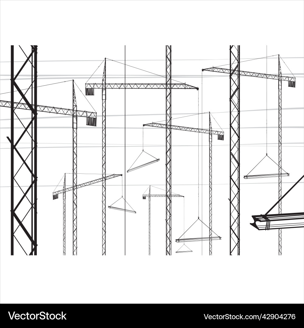 A graphic abstract of various cranes Royalty Free Vector