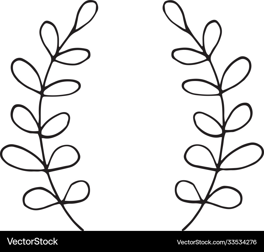 Branch with leaves hand drawn in doodle style Vector Image