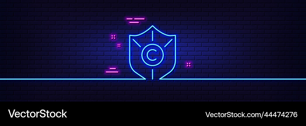 Copyright protection icon copywriting sign neon Vector Image