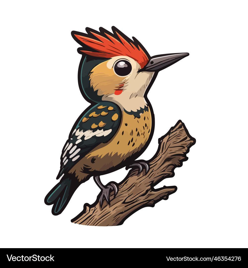 Cute woodpecker cartoon style Royalty Free Vector Image