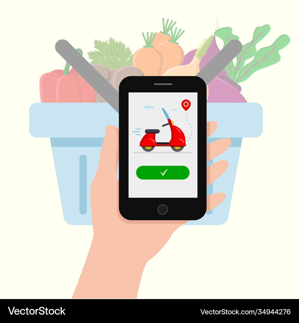 Food delivery vegetables through applicatio Vector Image