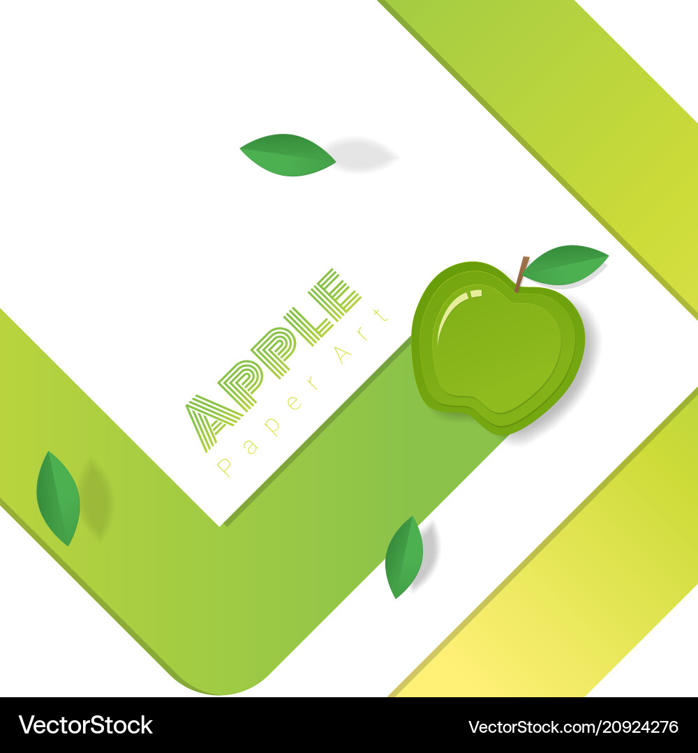 Fresh apple fruit background in paper art style Vector Image