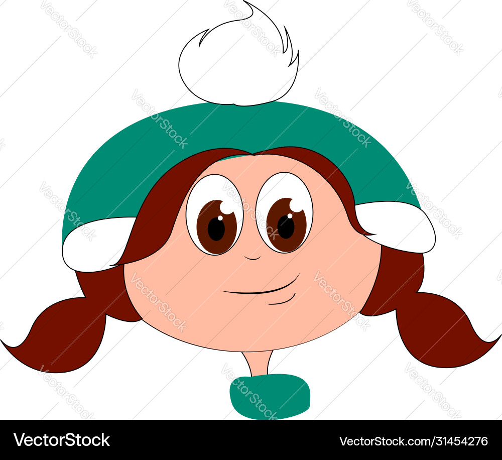 Girl with green hat on white background Royalty Free Vector