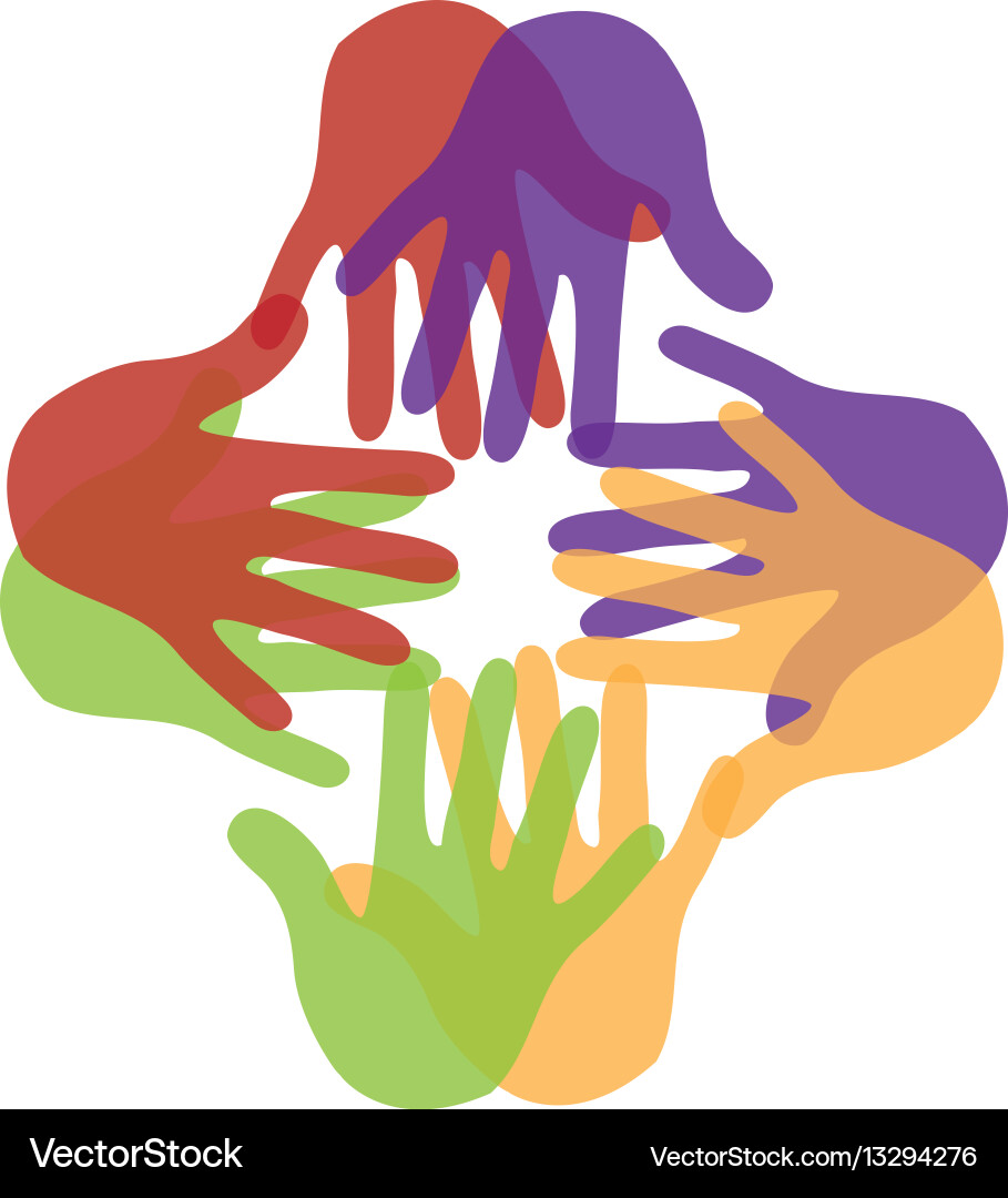 Hand human silhouette colors community icon Vector Image