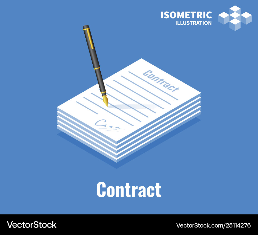 Paper document with signature and pen Royalty Free Vector