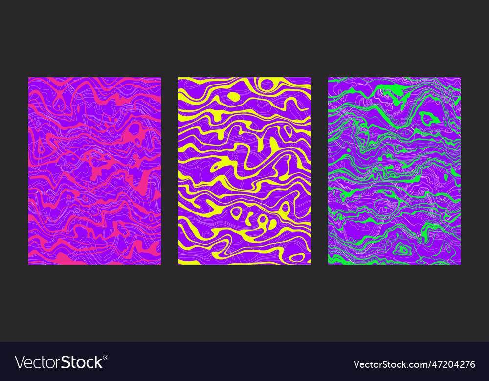 Psychedelic wavy posters set trippy groovy Vector Image