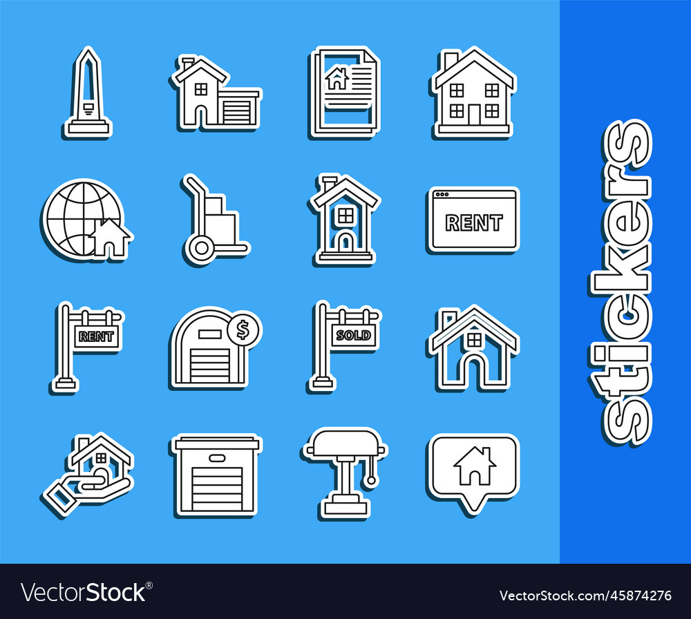 Set line map pointer with house house hanging Vector Image Set line map pointer with house house hanging Vector Image