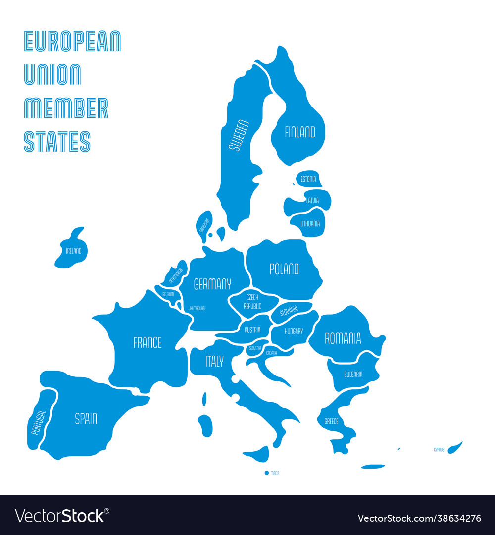 Simplified smooth map eu Royalty Free Vector Image