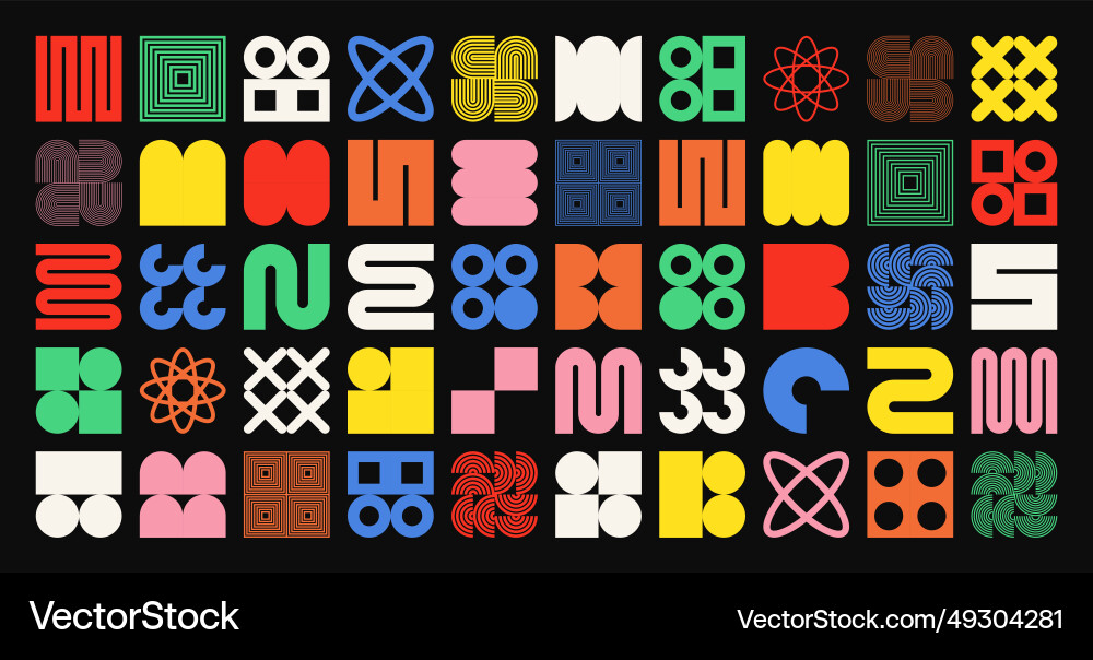Brutalist geometric shapes symbols simple Vector Image