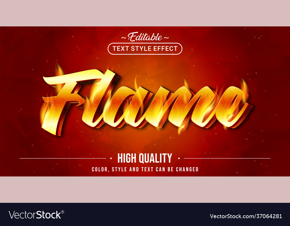 Editable text style effect - flame text style Vector Image