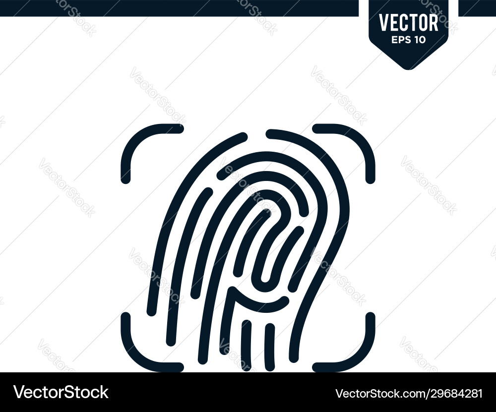 Finger print icon collection in outlined or line Vector Image