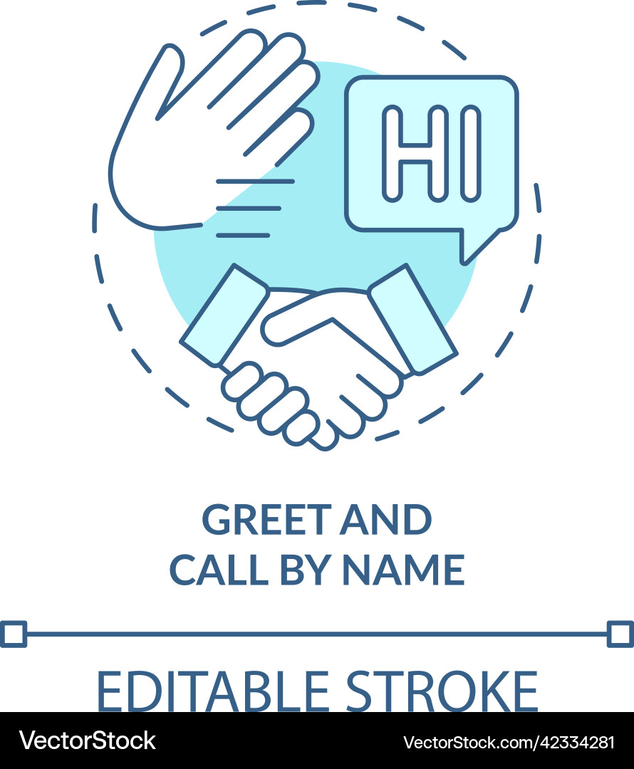 Greet and call by name turquoise concept icon Vector Image