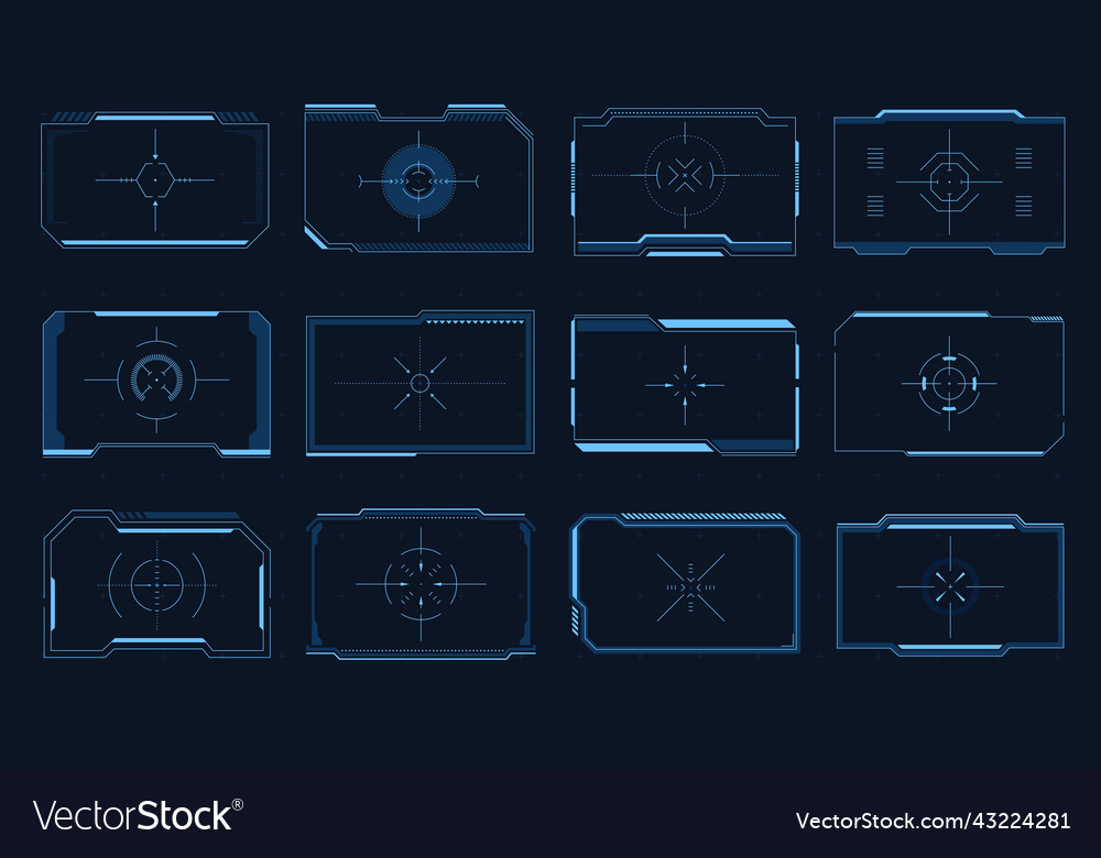 Hud frame sci-fi game screen interface element Vector Image