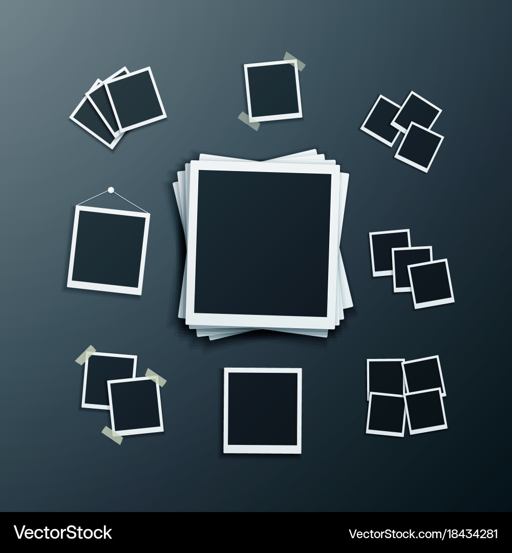 Instant photo frame realistic snapshot Royalty Free Vector