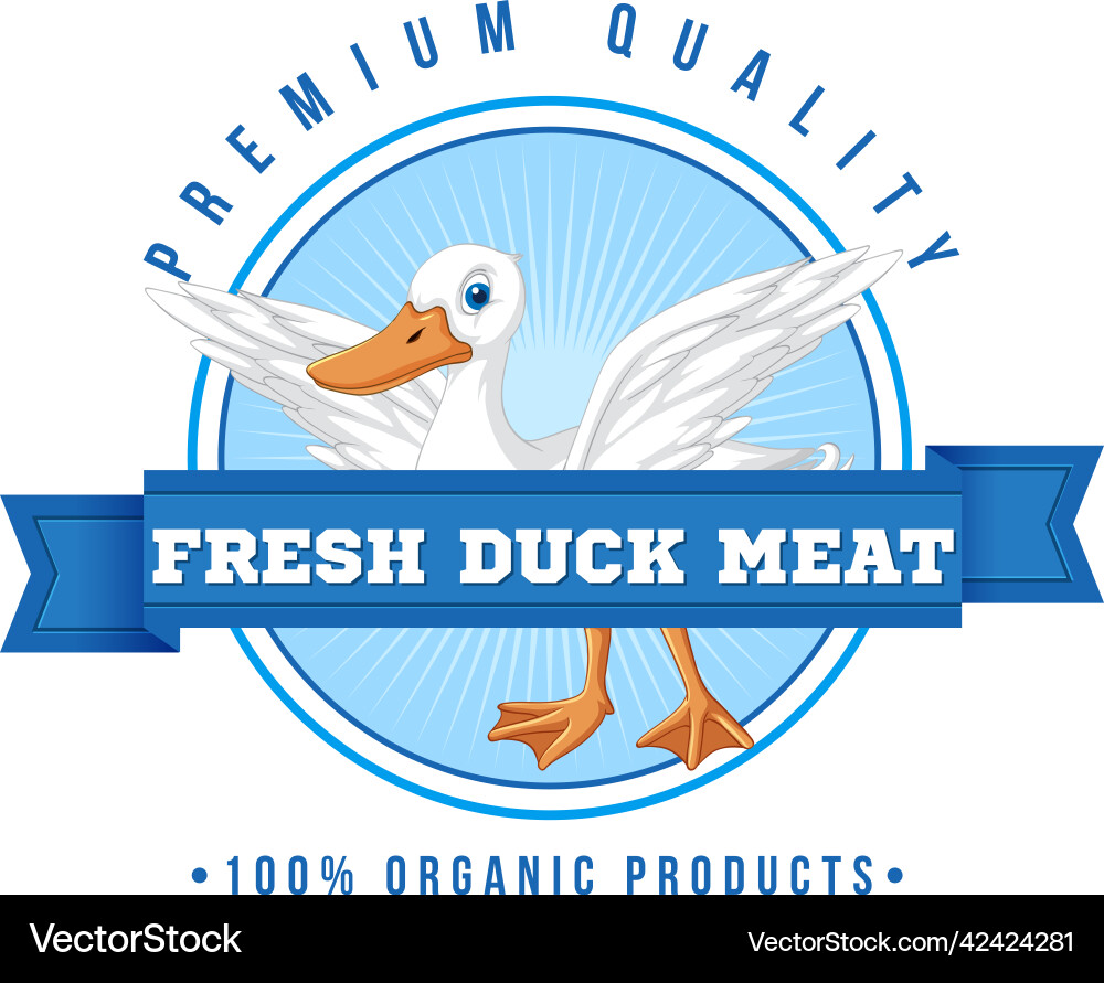 Logo design with fresh duck meat Royalty Free Vector Image