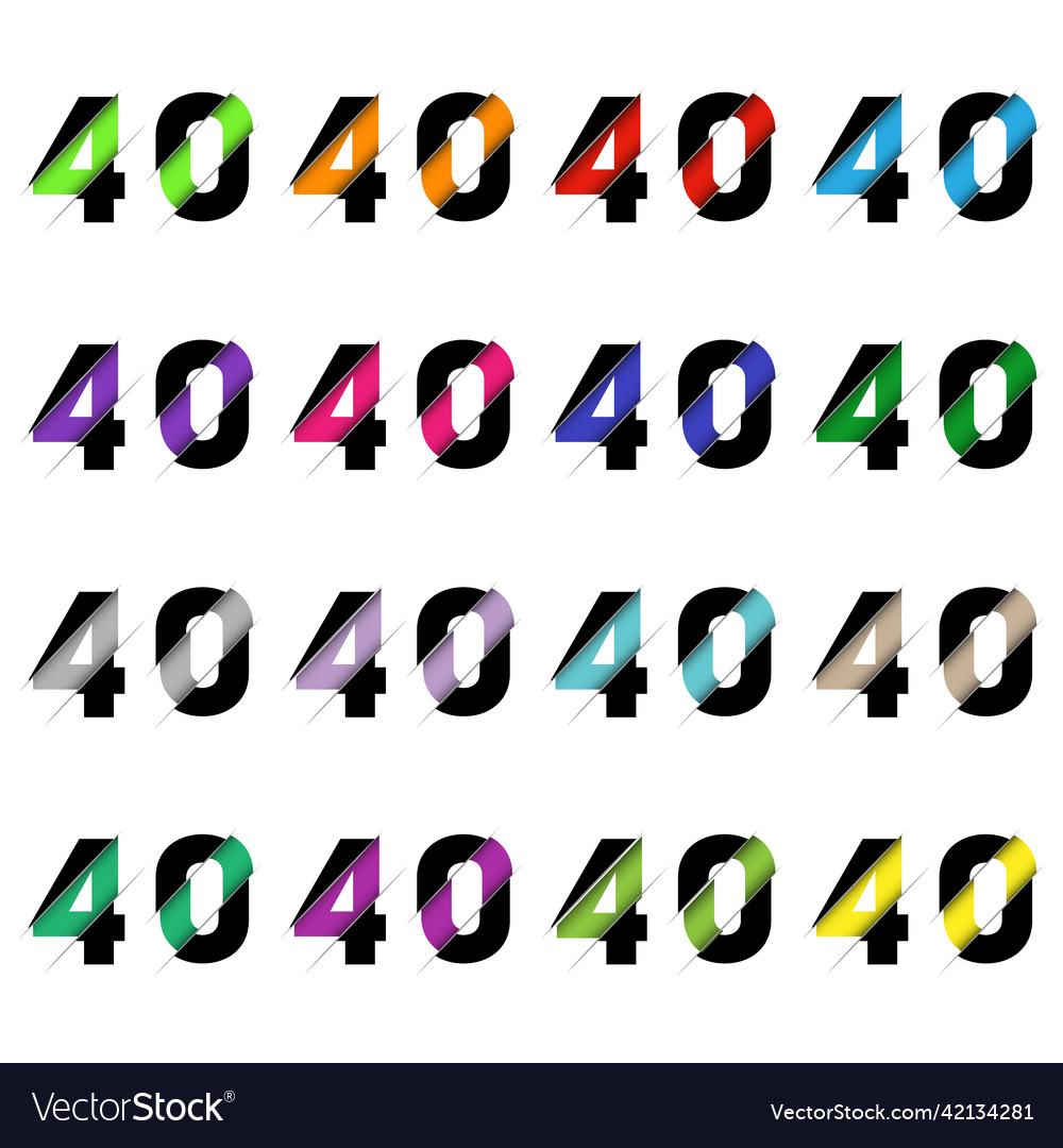 Paper cut number forty 40 realistic 3d multi Vector Image