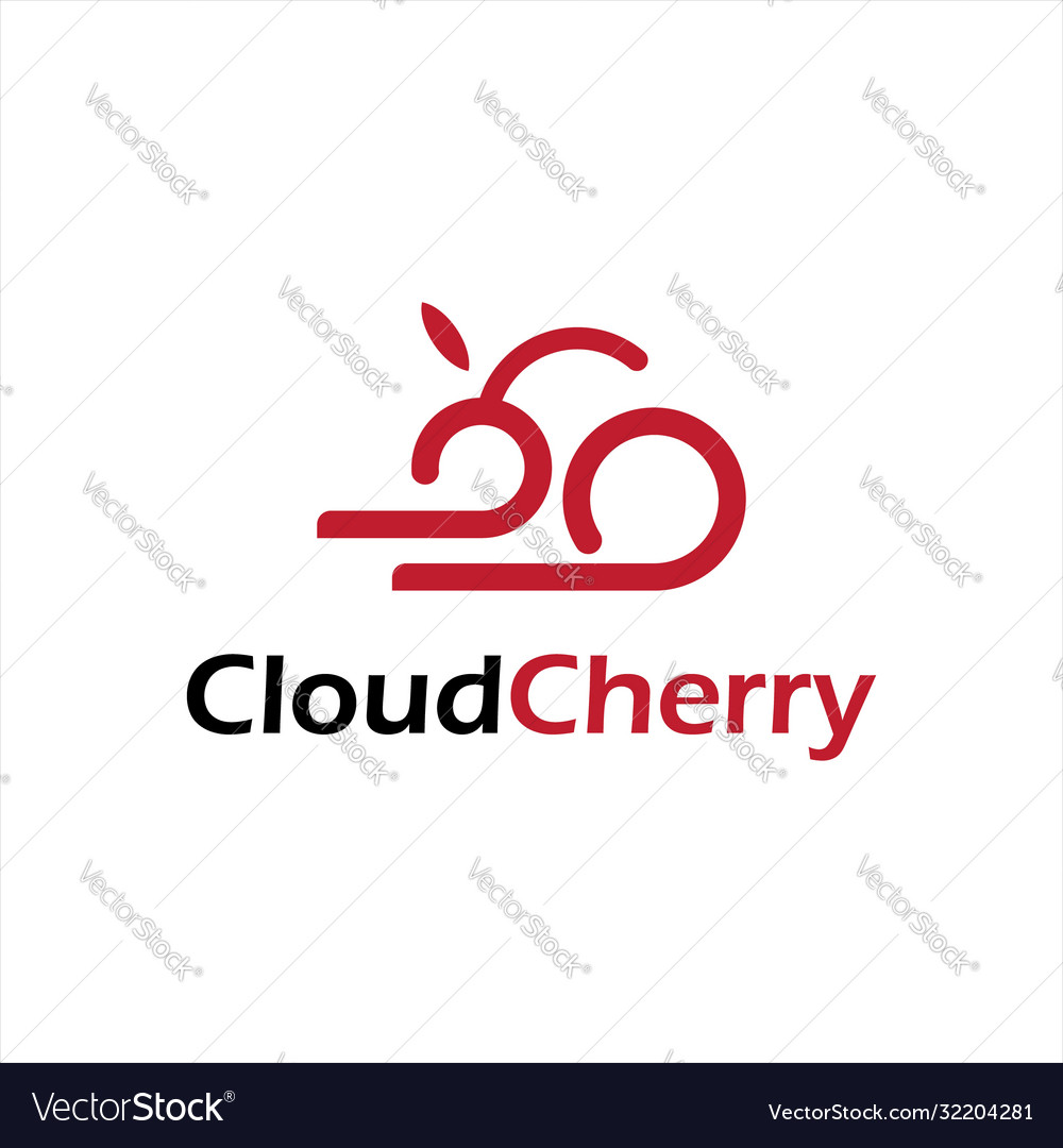Simple modern line cherry cloud logo software Vector Image