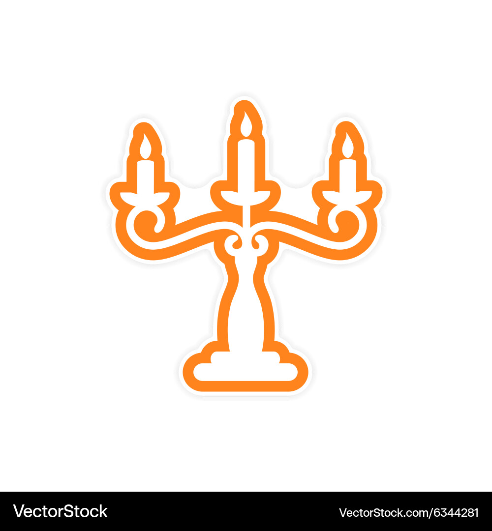 Sticker candelabra and candles on a white Vector Image