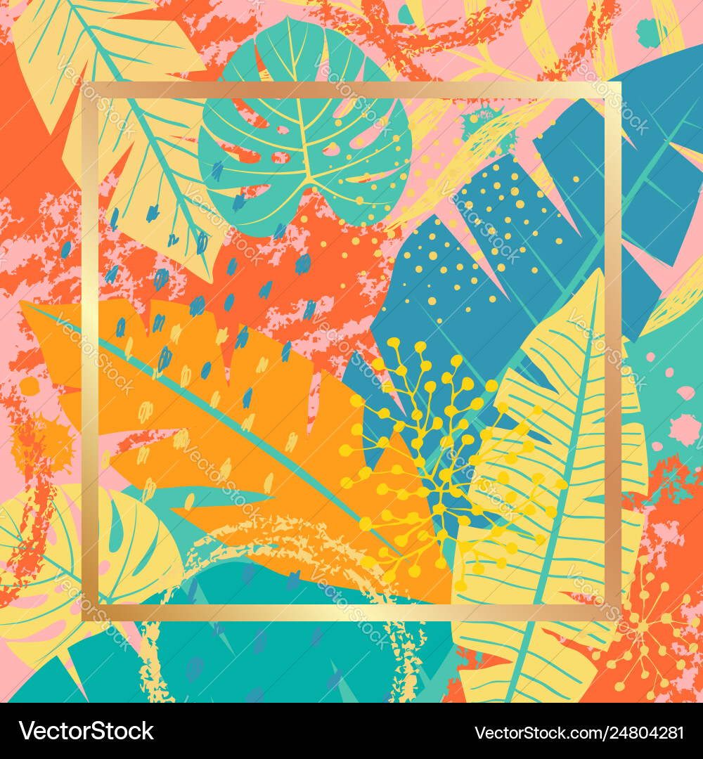 Tropical background with colorful leaves Vector Image