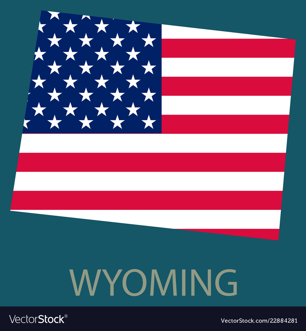 Wyoming state of america with map flag print Vector Image