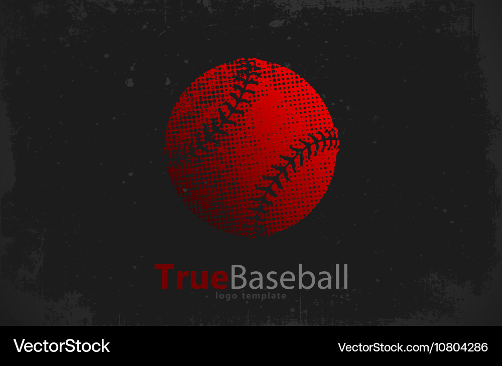Baseball logo ball design grunge logo Royalty Free Vector