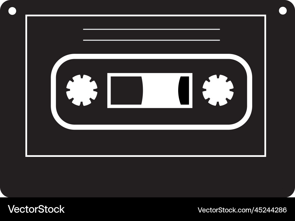 Cassette tape icon in simple style on a white back