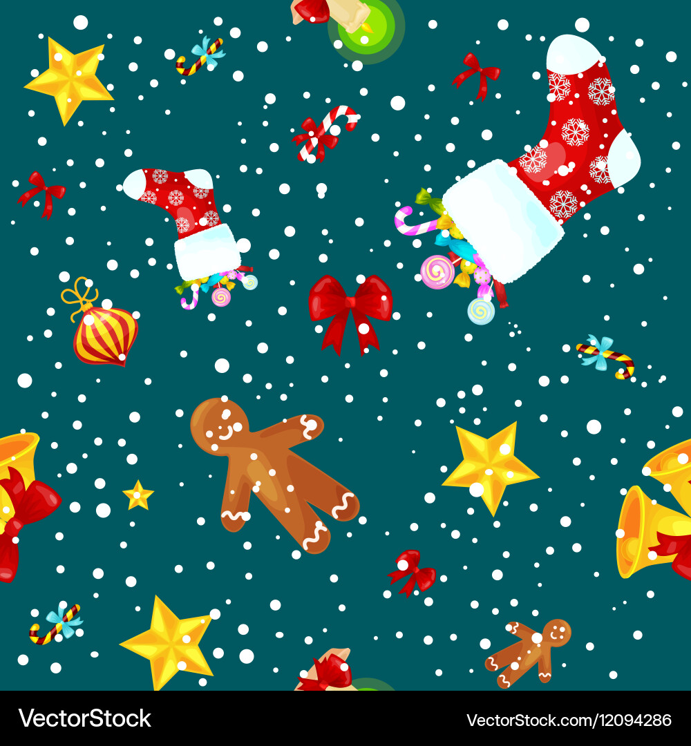 Christmas seamless pattern gingerbread man Vector Image