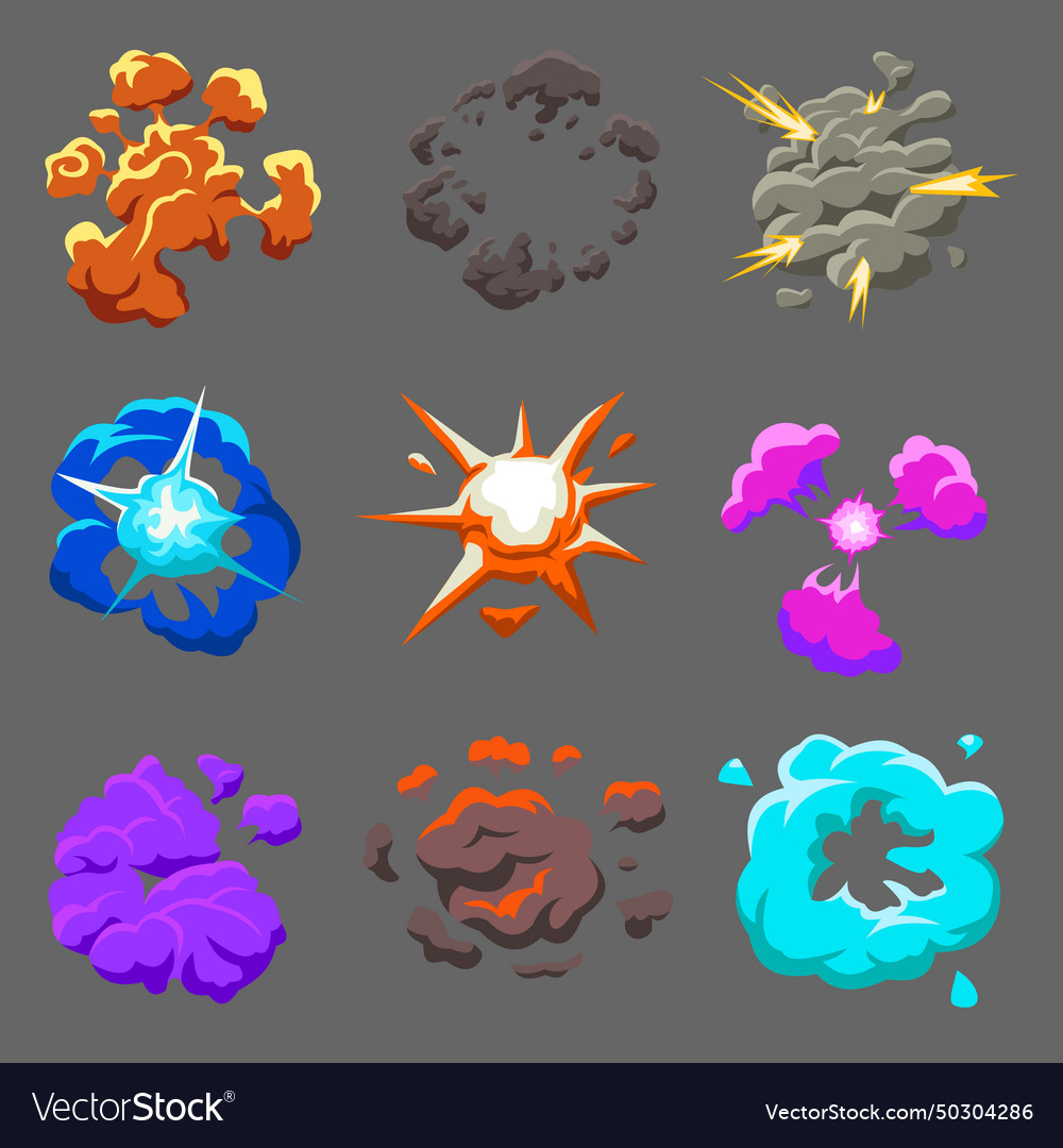 Comic explosion effects set Royalty Free Vector Image