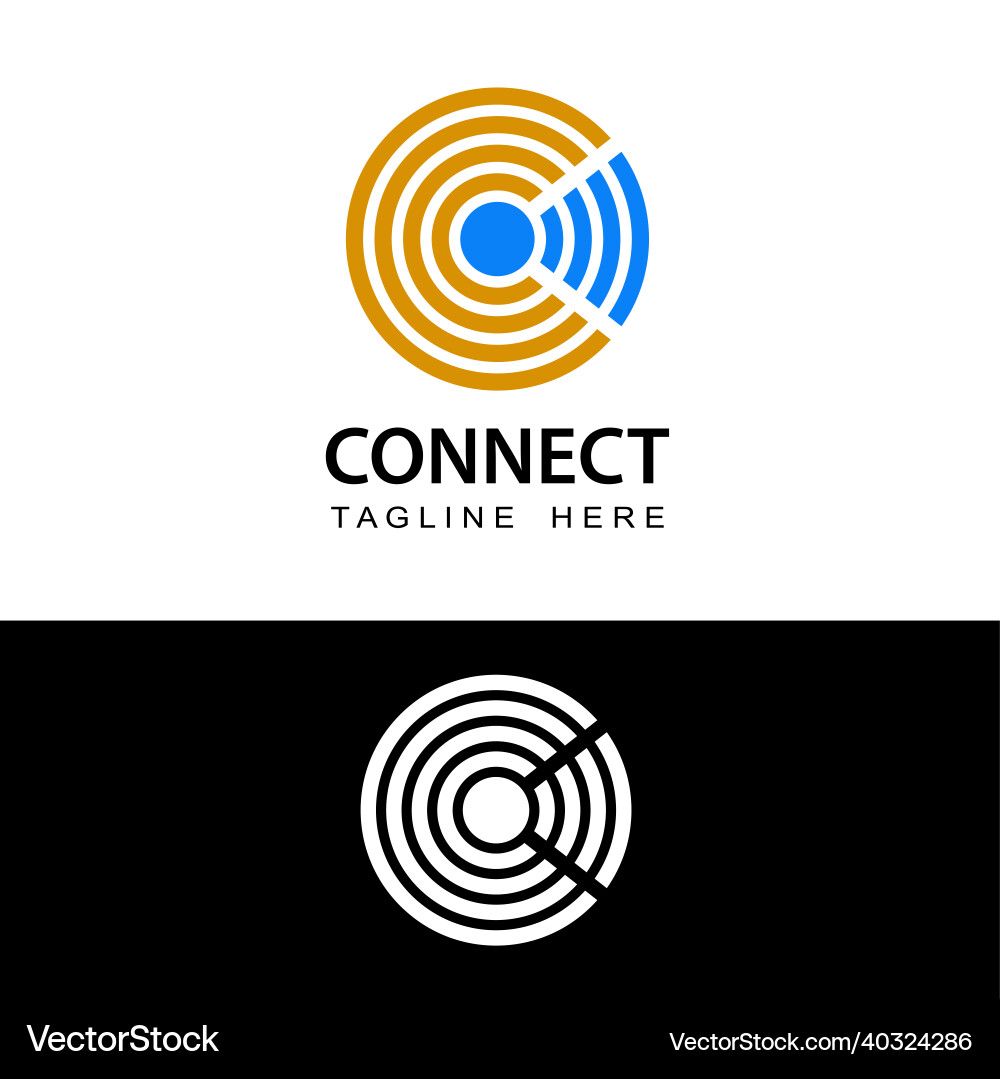 Connect logo technology template design Royalty Free Vector