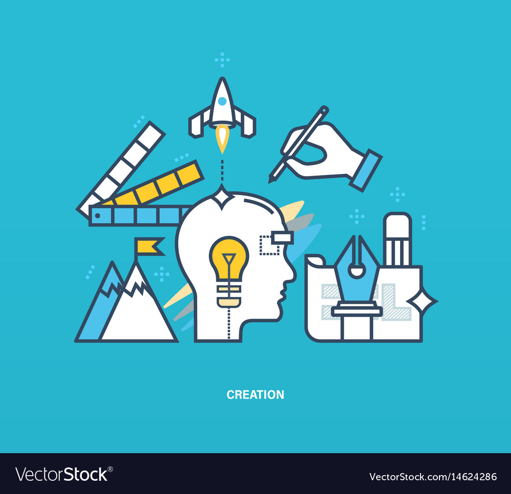 Creativity creation thinking implement ideas Vector Image