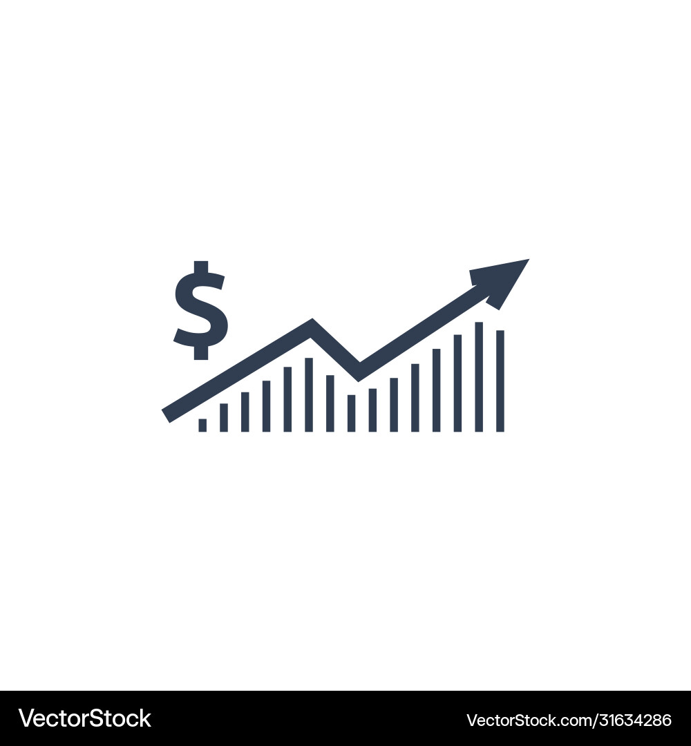 Dollar rate increase icon money symbol Royalty Free Vector