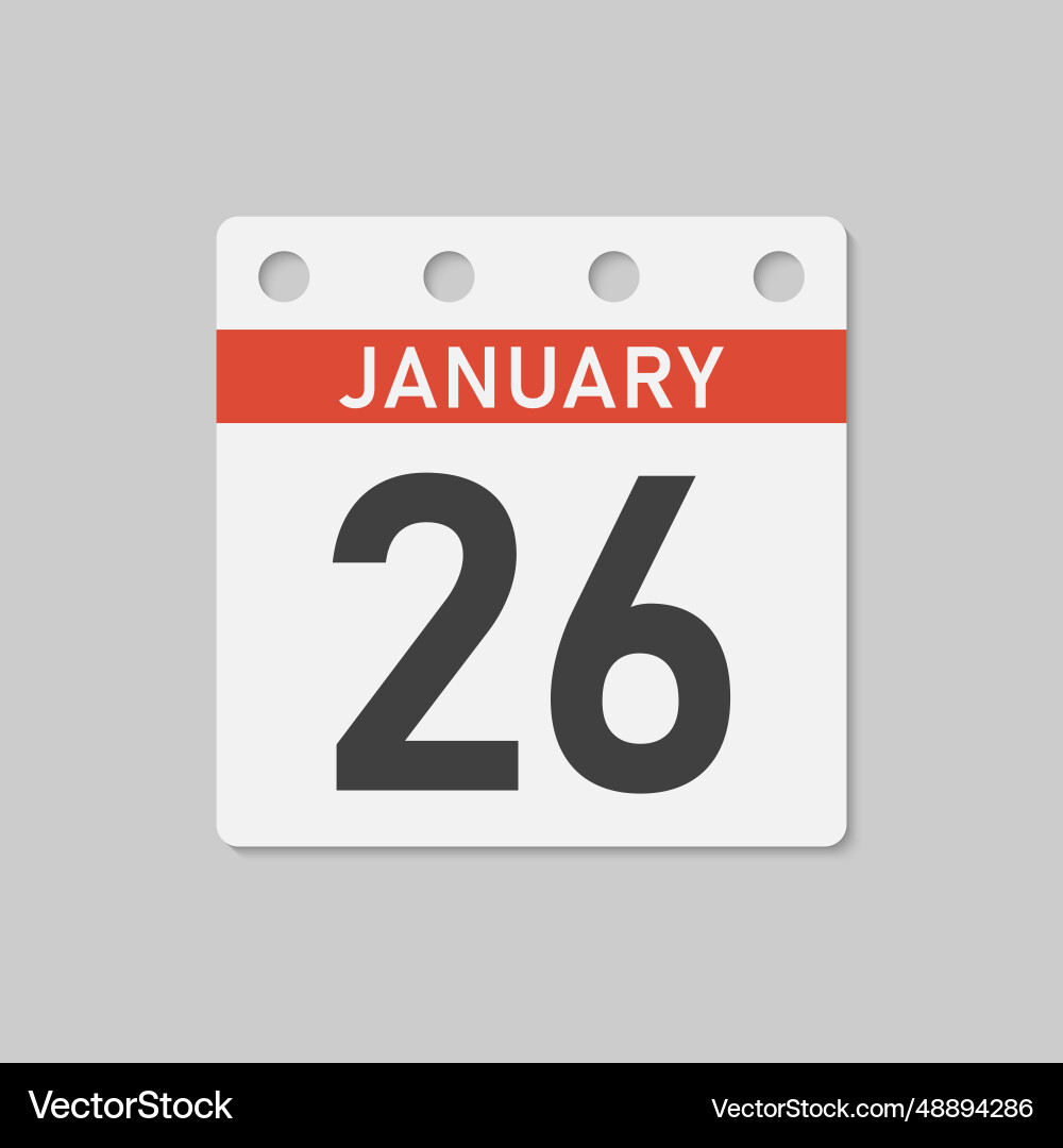 Icon page calendar day - 26 january Royalty Free Vector