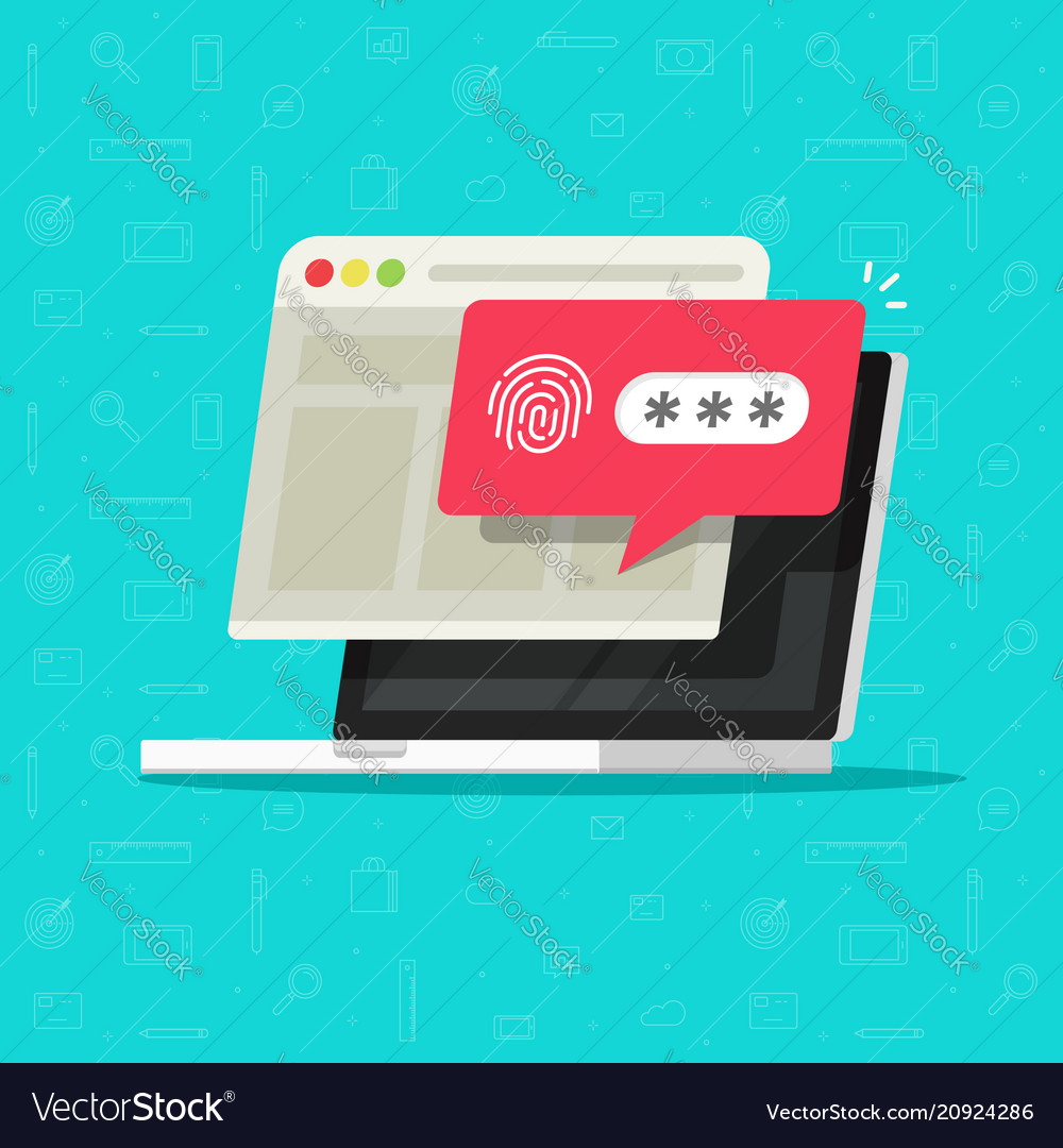 Laptop computer with unlocked via fingerprint Vector Image Laptop computer with unlocked via fingerprint Vector Image