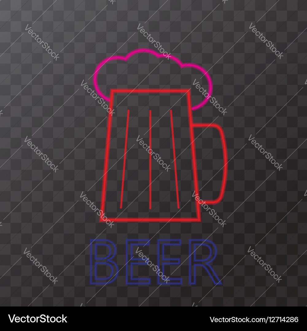 Mug of beer neon lights Royalty Free Vector Image