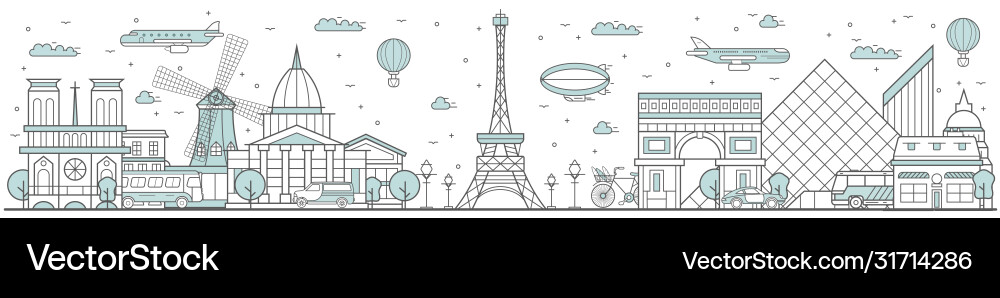 Paris skyline line cityscape with building Vector Image