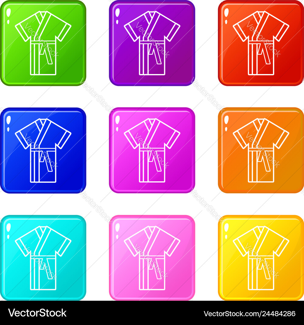 Robe icons set 9 color collection Royalty Free Vector Image