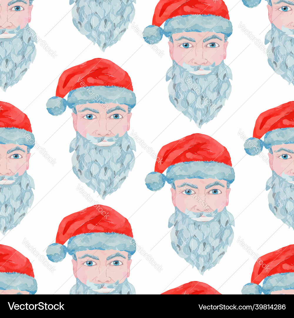 Seamless pattern with head of handsome santa Vector Image