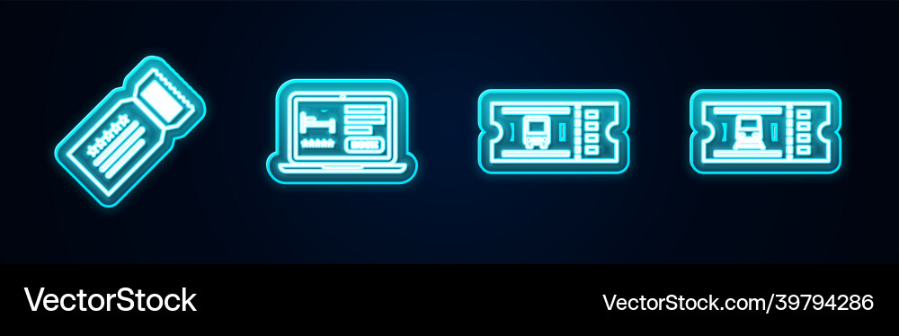 Set line ticket online hotel booking bus Vector Image