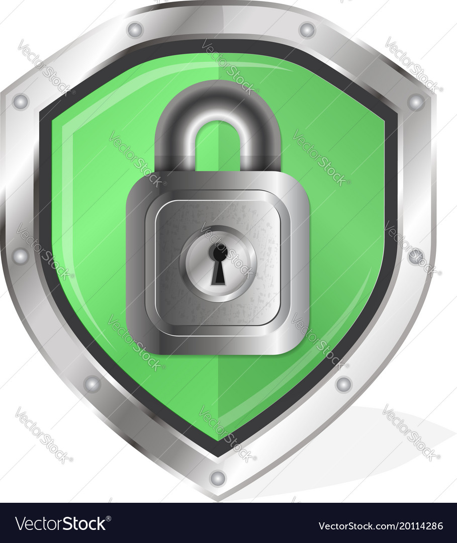 Shield with lock Royalty Free Vector Image - VectorStock
