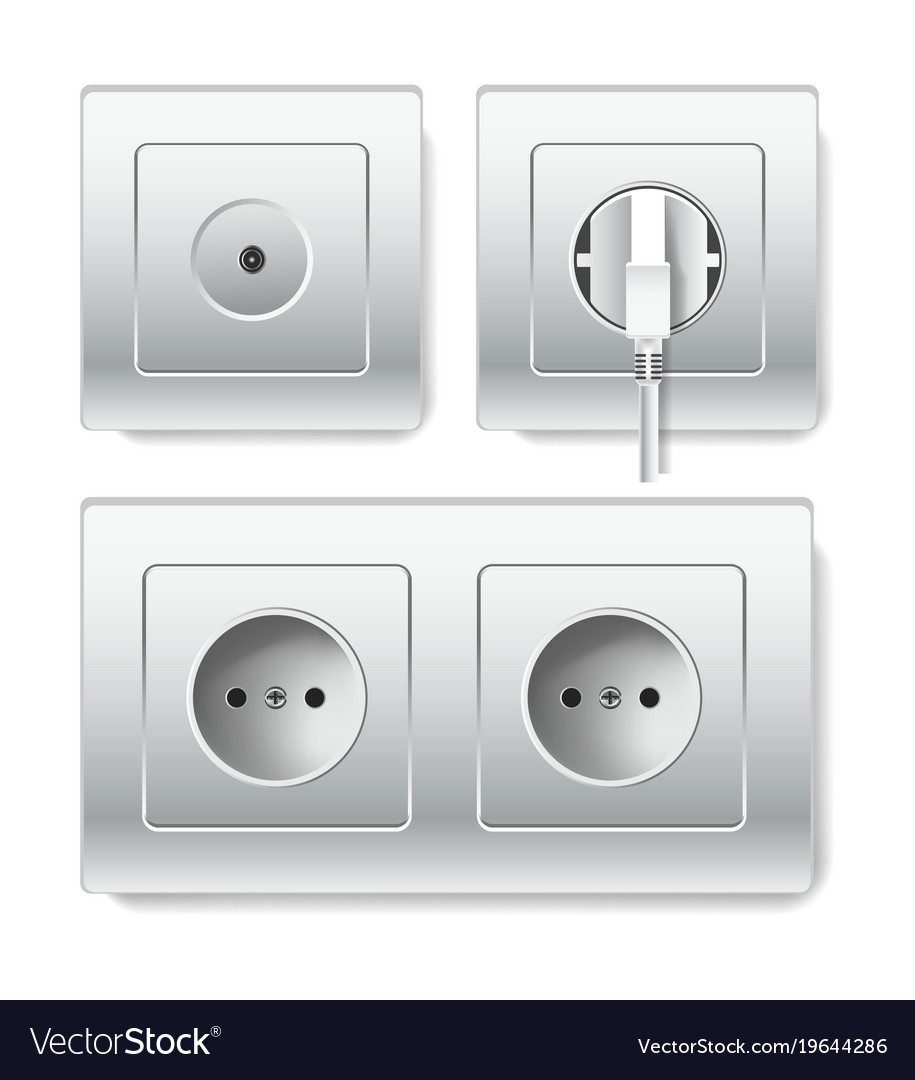 Socket electirc outlets and cable power inlets Vector Image