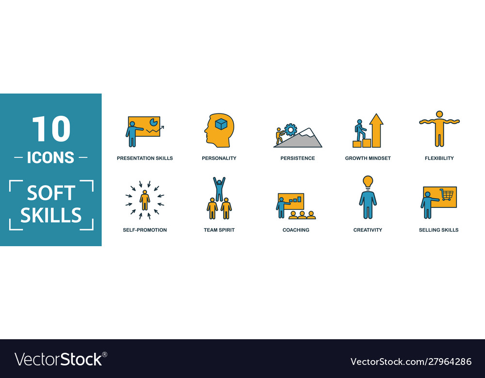 Soft skills icon set include creative elements Vector Image