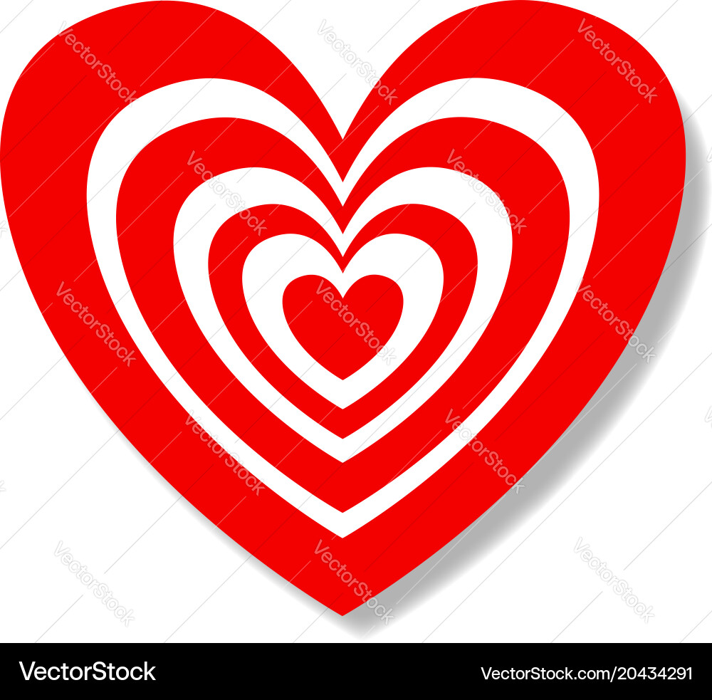 Big heart sticker with red and white target Vector Image