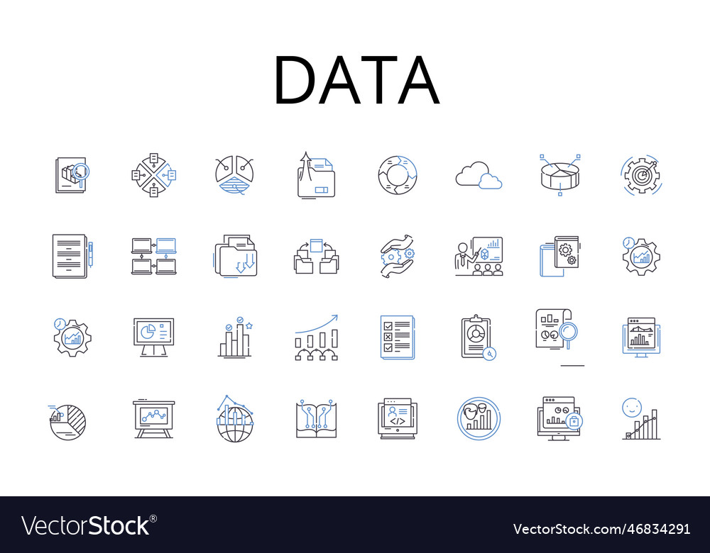 Data line icons collection information facts Vector Image Data line icons collection information facts Vector Image