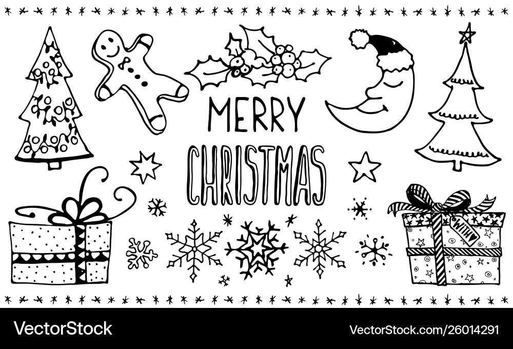 Doodle christmas set Royalty Free Vector Image