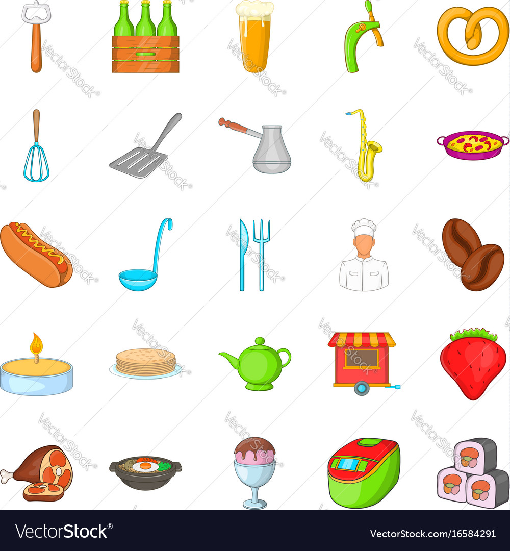 Italian food icons set cartoon style Royalty Free Vector Italian food icons set cartoon style Royalty Free Vector