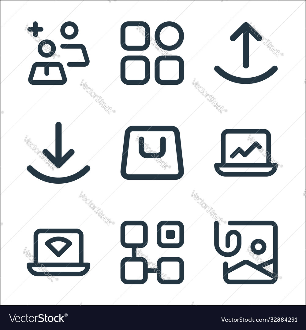 Myicon one line icons linear set quality line set Vector Image