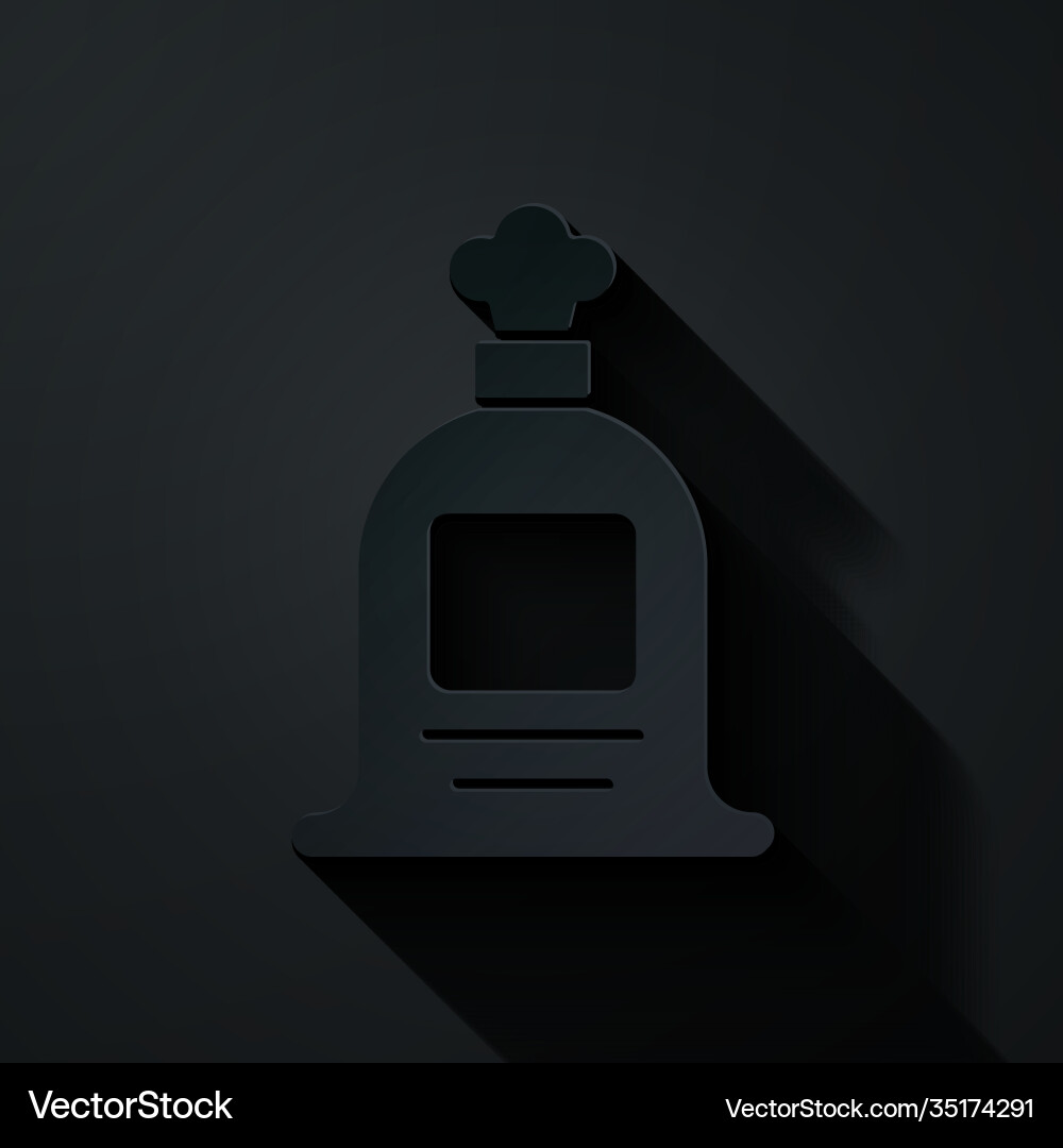 Paper cut full sack icon isolated on black Vector Image