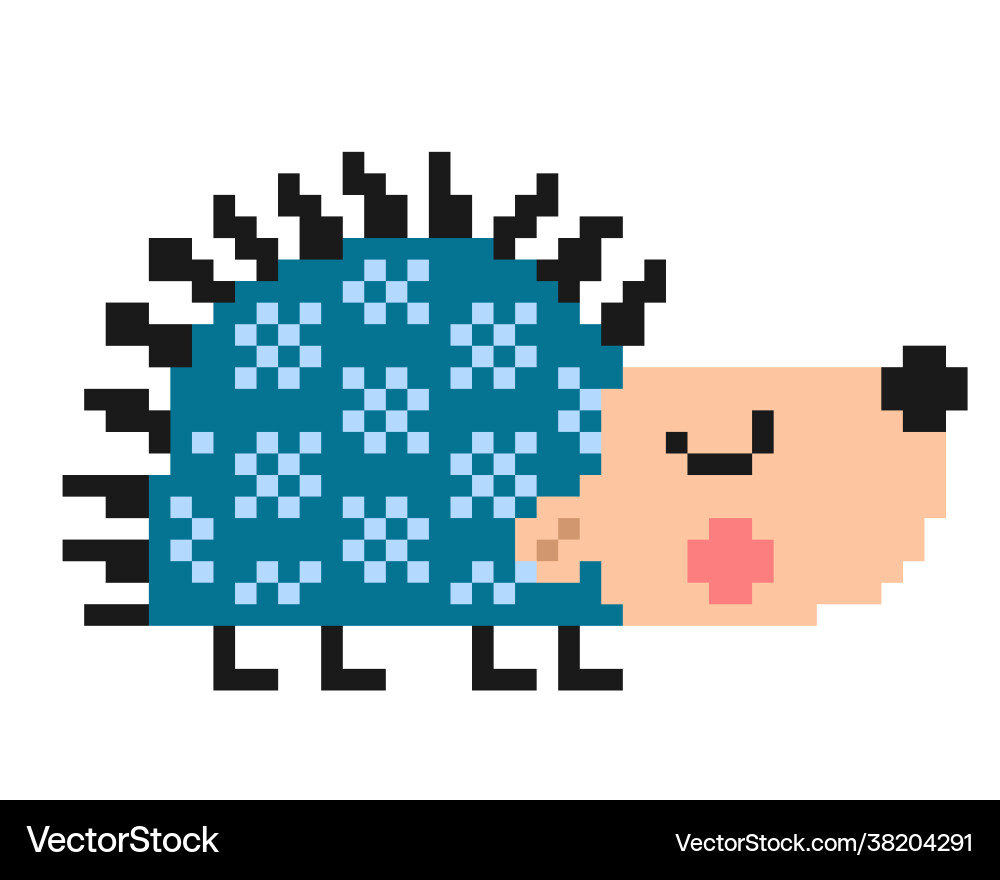 Pixel cute porcupine image for 8 bit game assets Vector Image