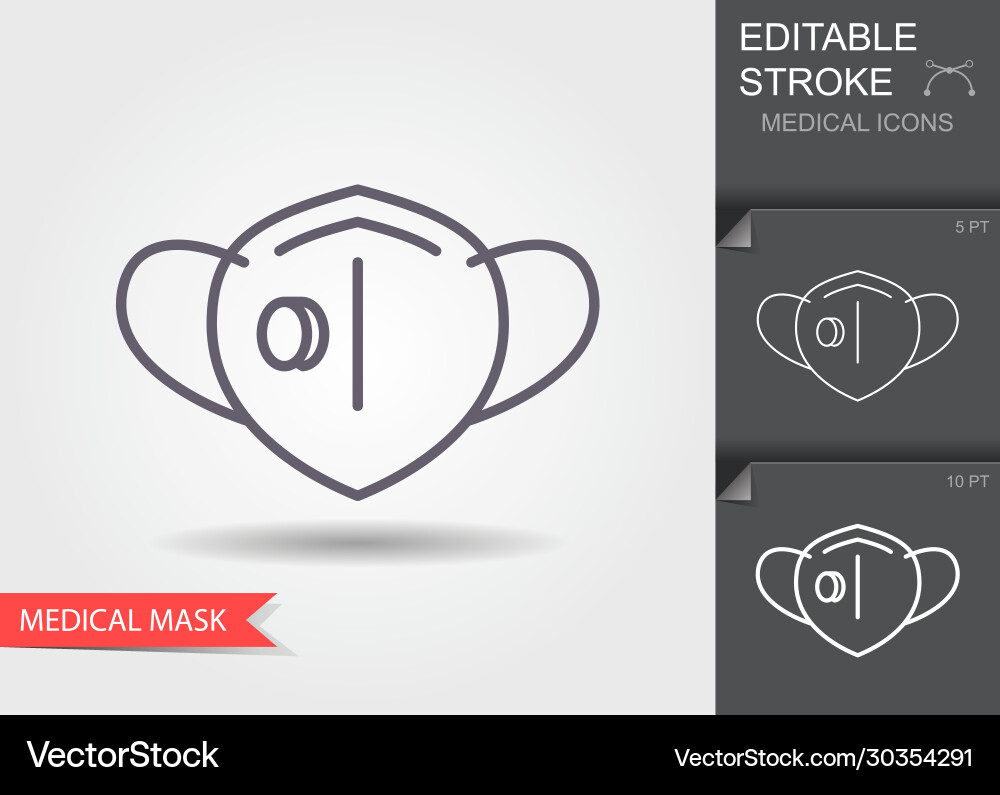 Protection face mask with flap line icon Vector Image